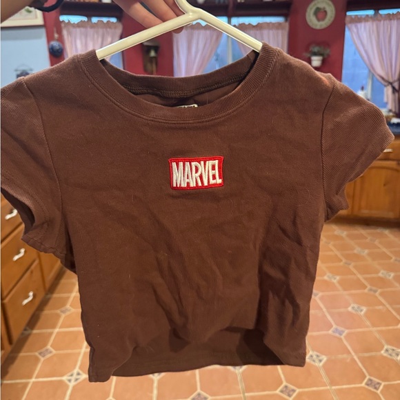 Marvel | Tops | Marvel Crop Top Chocolate Brown Tee | Poshmark